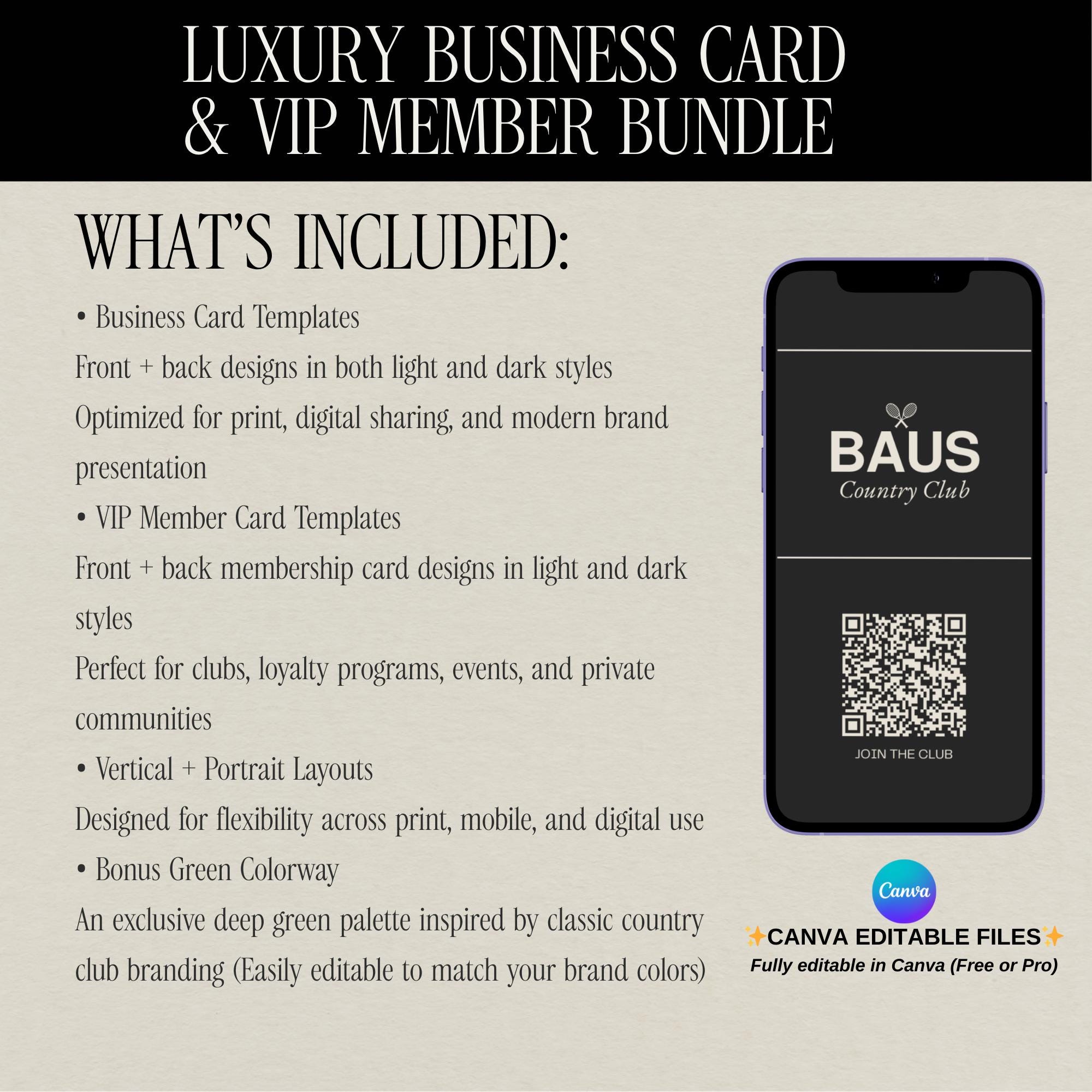Luxury Business Card & VIP Member Card Templates | Canva Editable ...