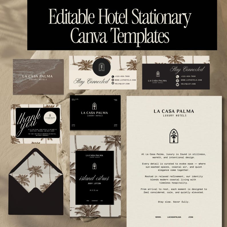 Editable Hotel Stationery Templates | Canva Boutique Hotel Branding Kit ...
