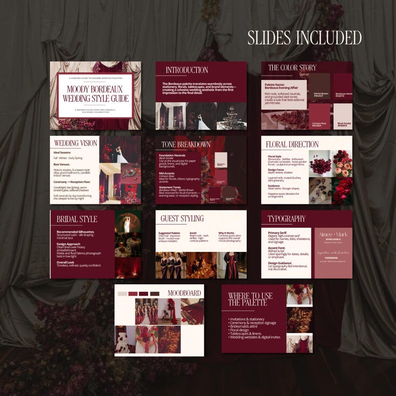 Luxury Old Money Wedding Style Guide | Moody Bordeaux Wedding Color ...