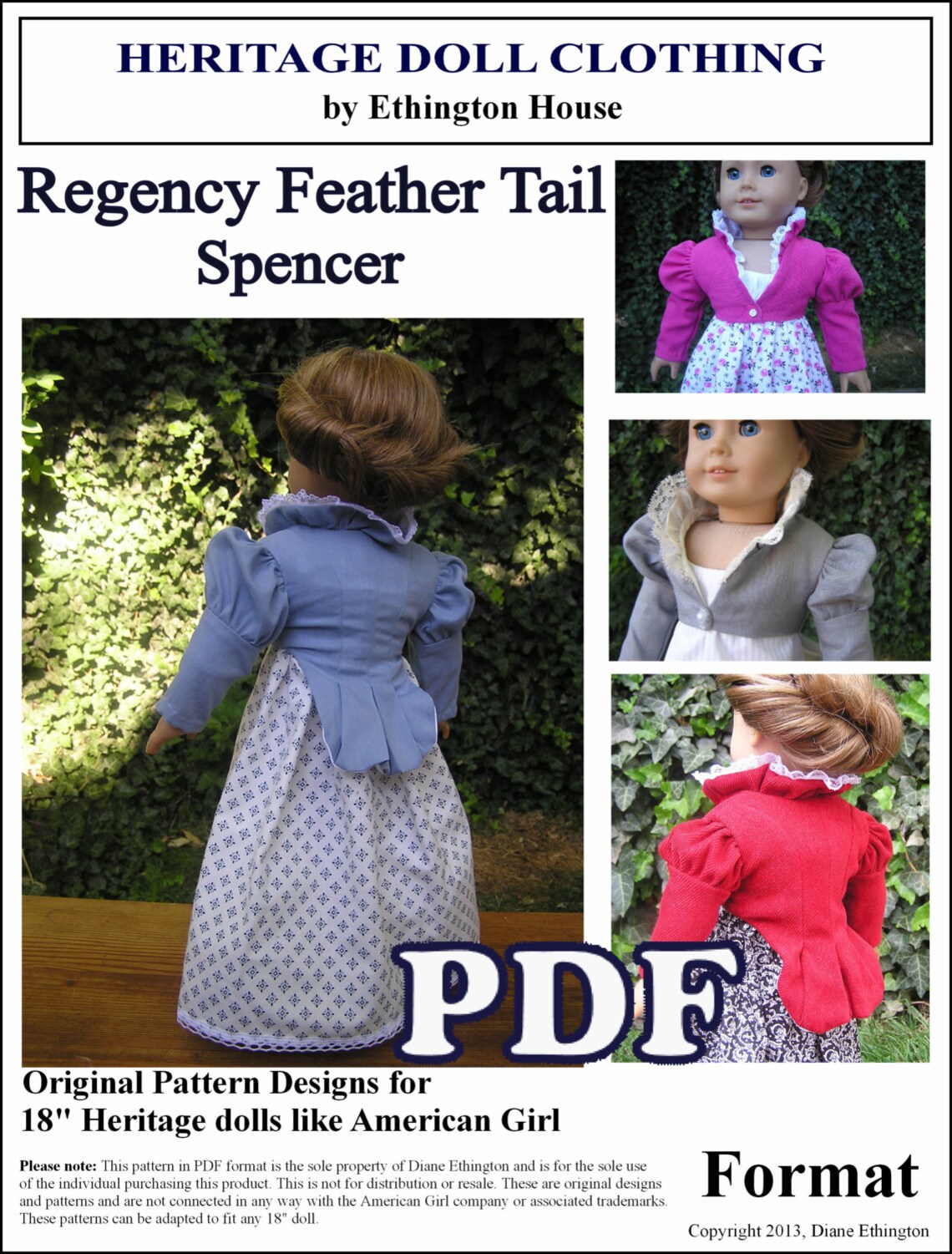 Regency Feather Tail Spencer PDF Pattern for American Girl or 18 Inch ...