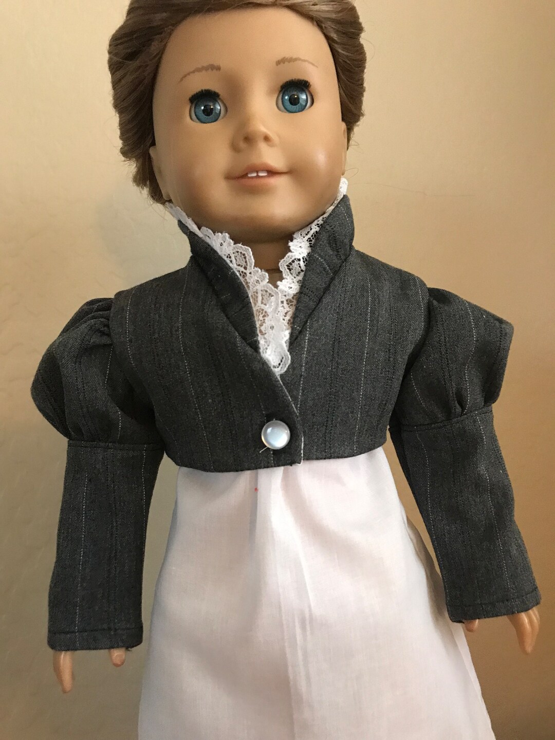 Regency Grey Pinstripe Feather Tail Spencer for AG Caroline or 18 Inch ...