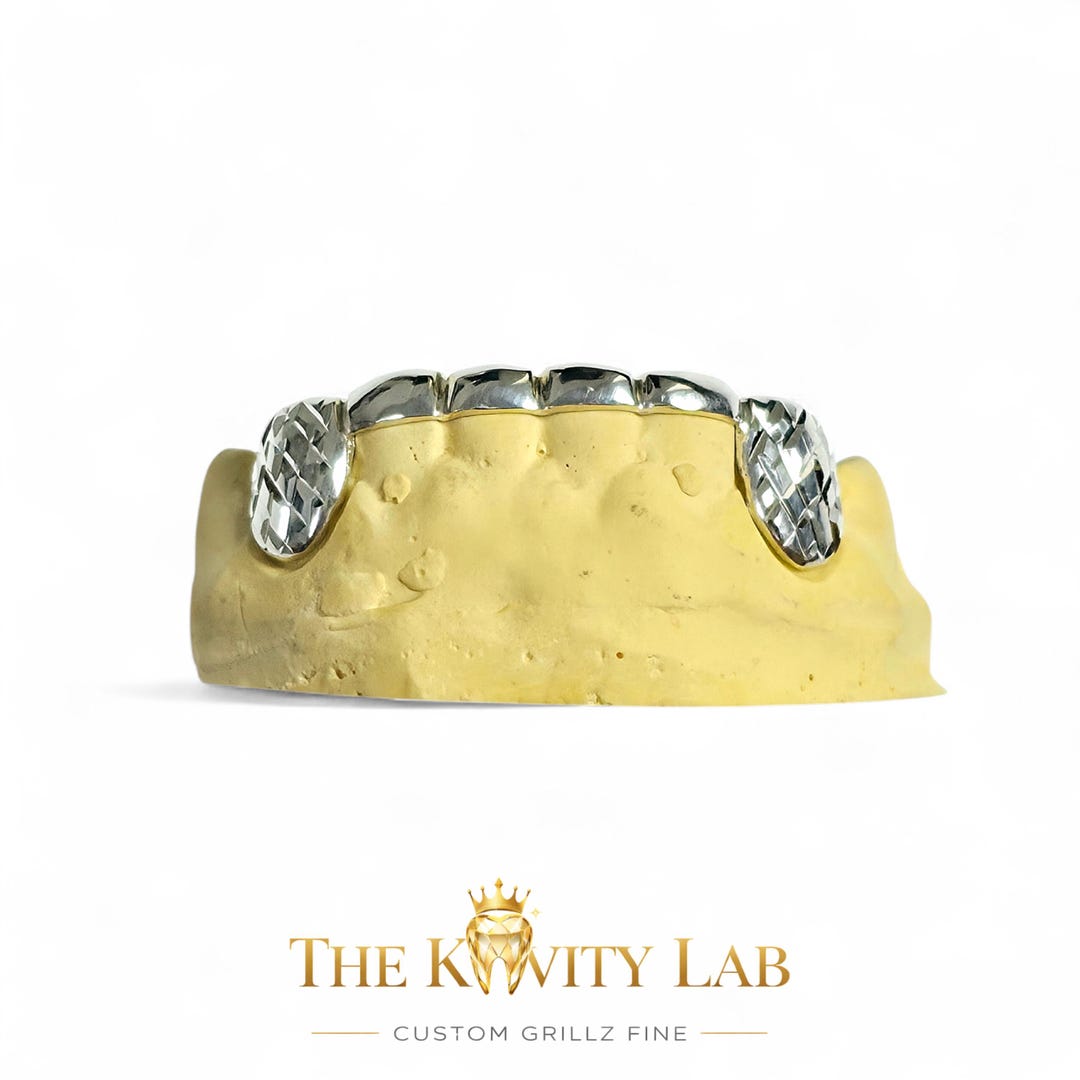 Custom 6pc Diamond Cut X Front Bar Style Grillz: 925 Sterling Silver ...