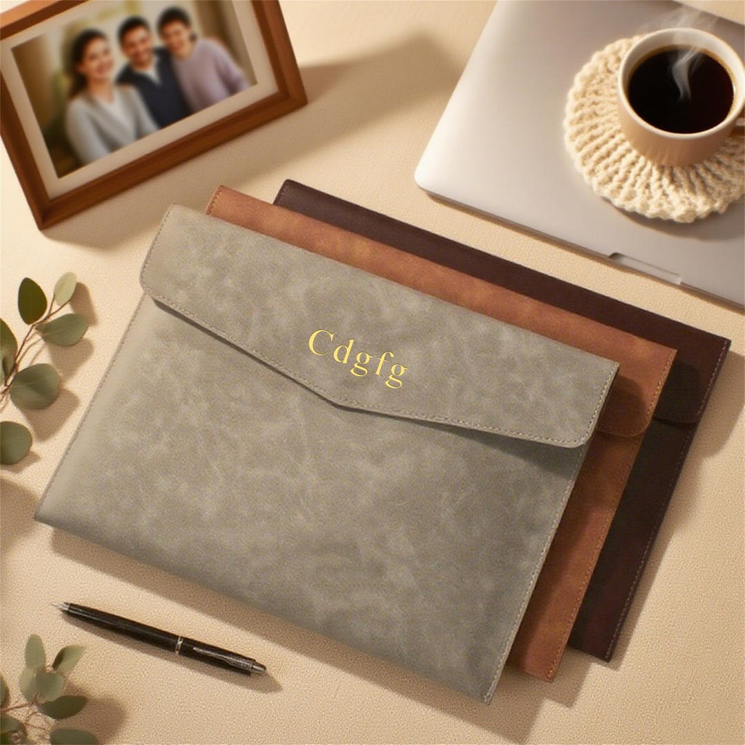 Personalized Leather A4 Folder With Custom Name - Engraved Document ...