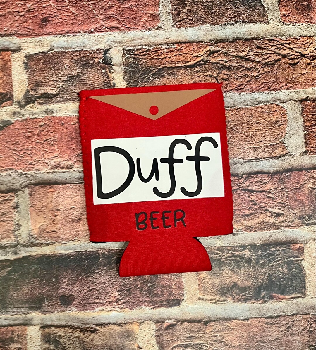 Duff Beer Parody Koozie | Funny Neoprene Koozie | Retro Drink Sleeve ...