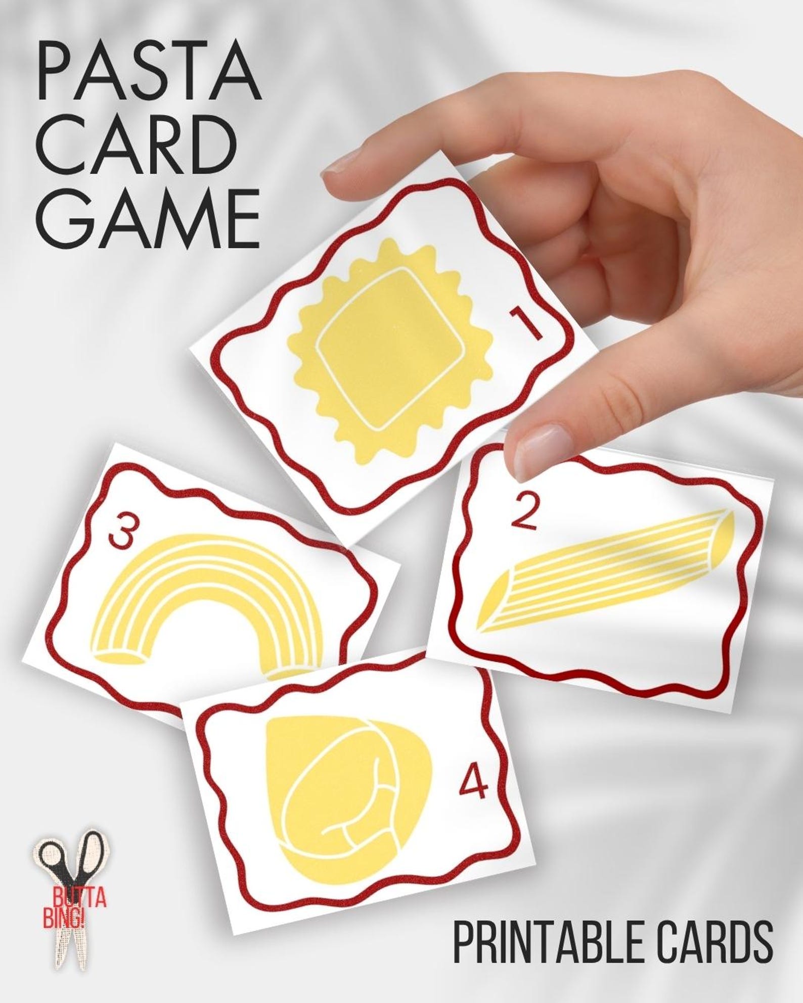 Italian Pasta Party Trivia Game: Printable Cutout Cards (digital ...