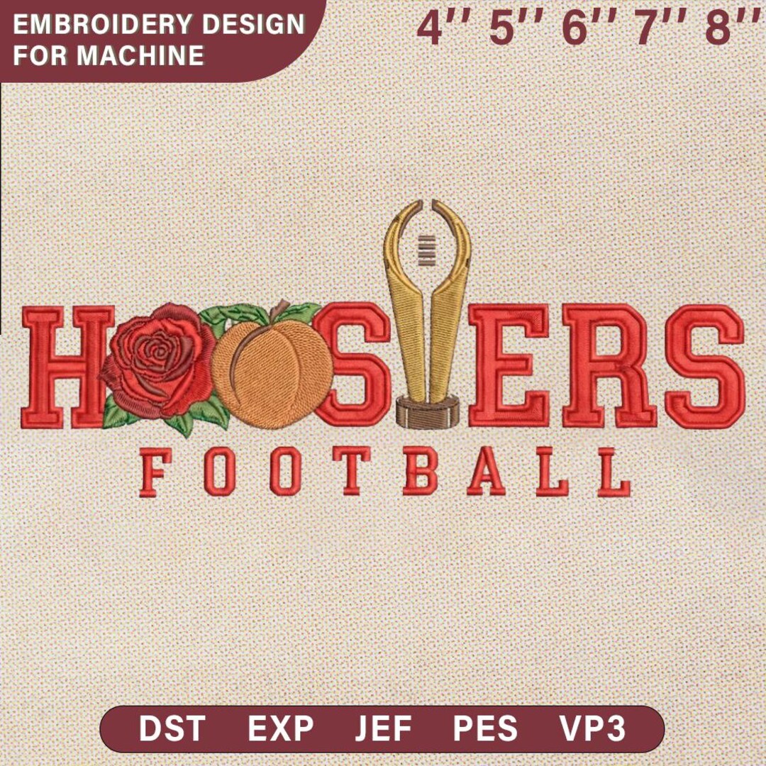 Hoosiers Football Rose Peach Trophy Embroidery Design, Indiana Team ...