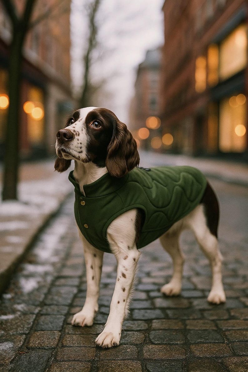 Patrón de costura para chaqueta acolchada para perro con anilla en D ...