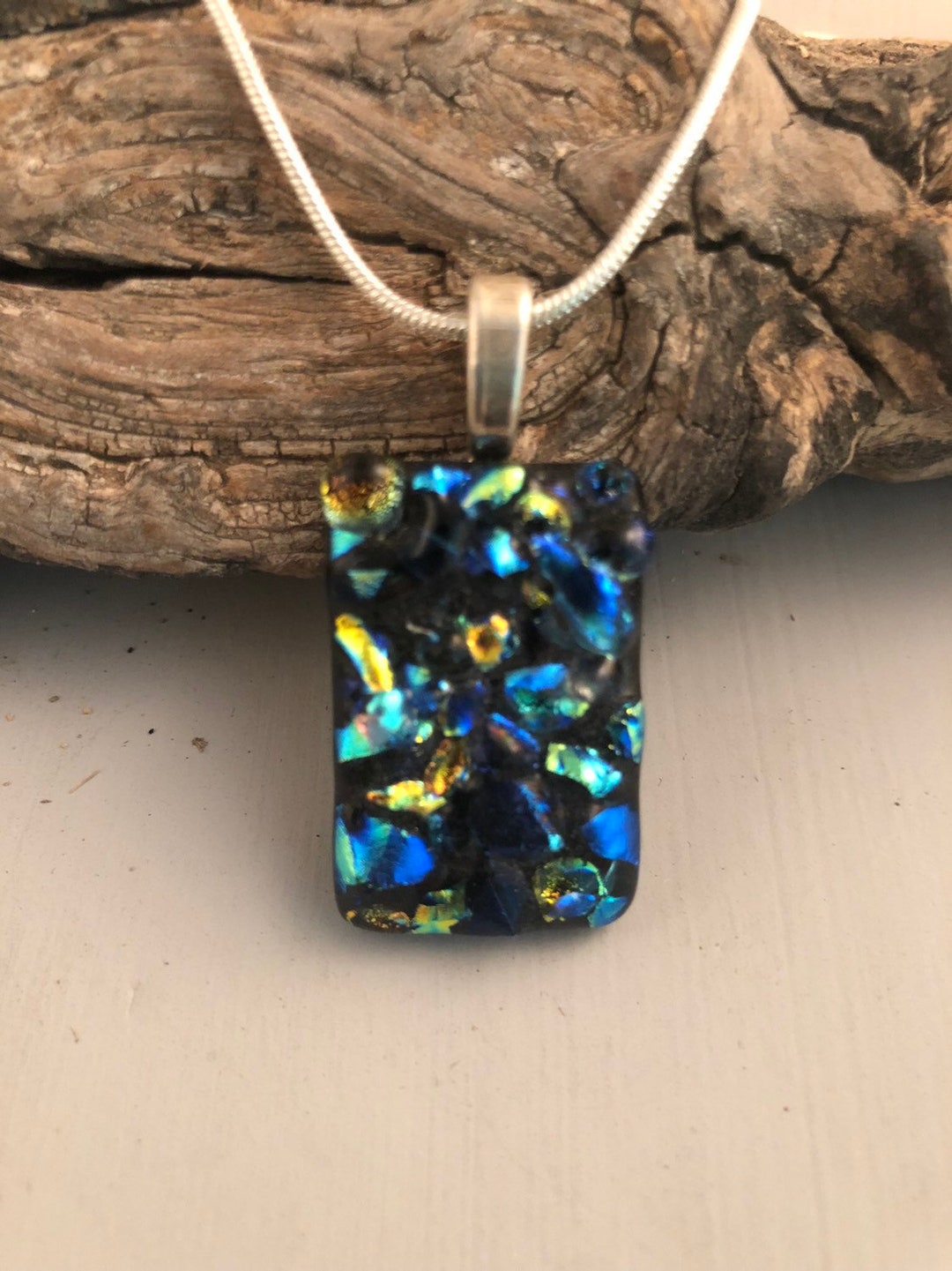 Colorful Frit on Black Pendant - Etsy