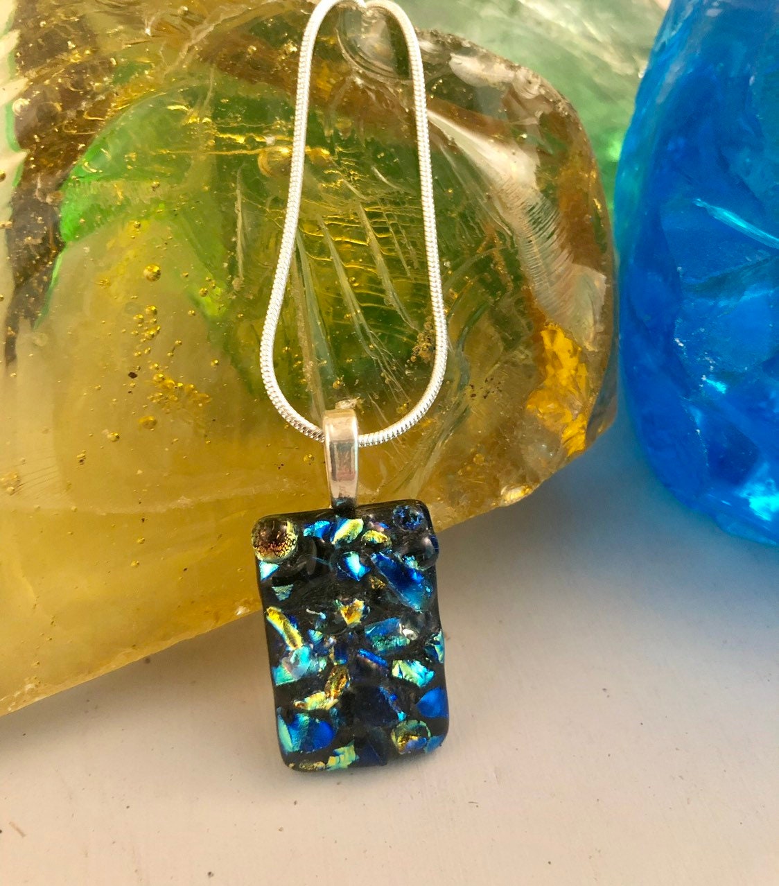Colorful Frit on Black Pendant - Etsy
