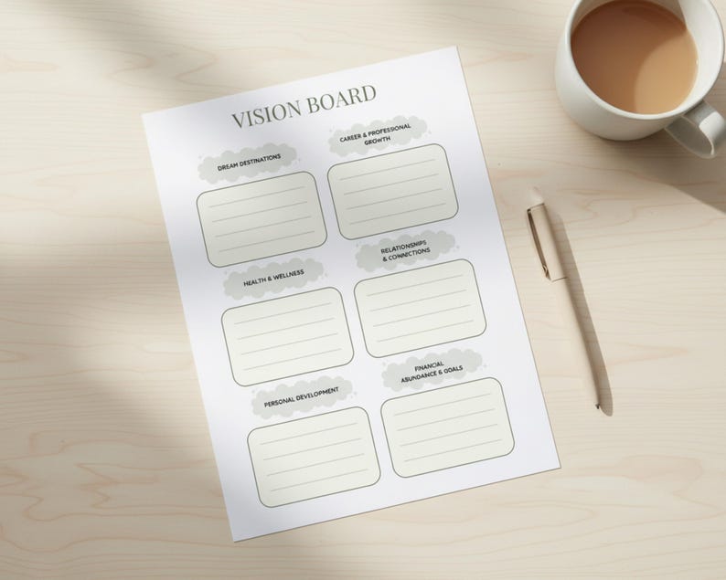 Vision Board Printable | Goal Setting Worksheet (A4 A5 US Letter PDF ...