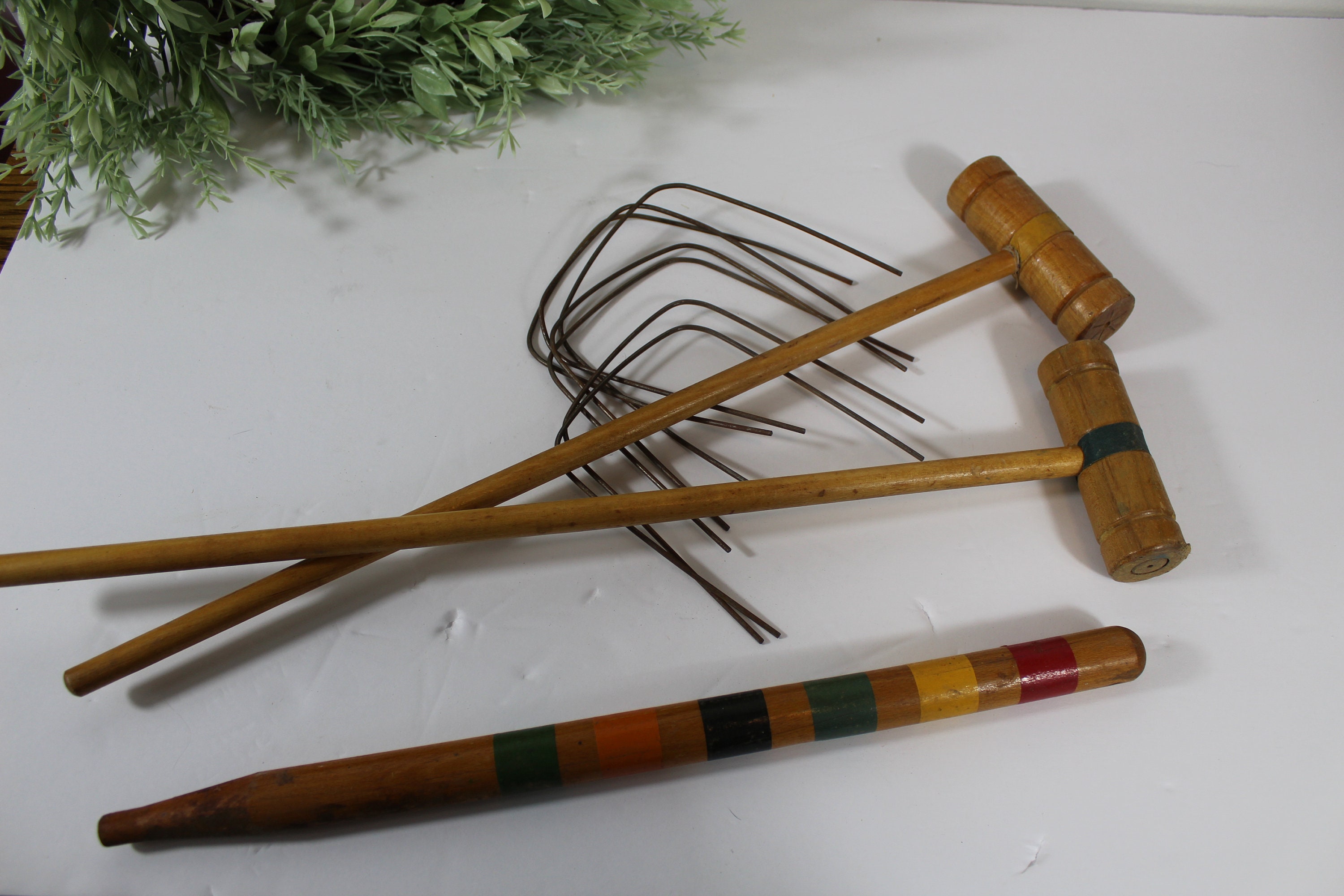 Croquet Set Mini Game Set Cabin Decor Farm Style Home Decor Wood Mallet ...