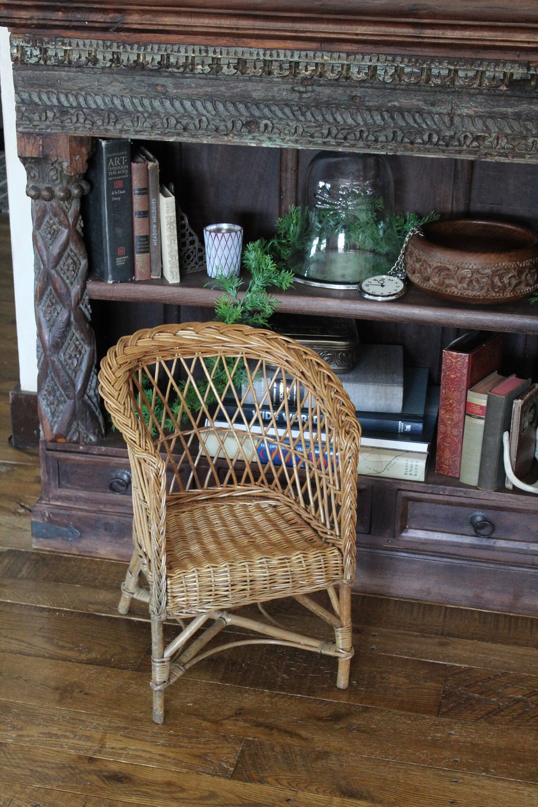 Vintage Cane Chair Childs Chair Childrens Furniture Wicker Chair Small ...