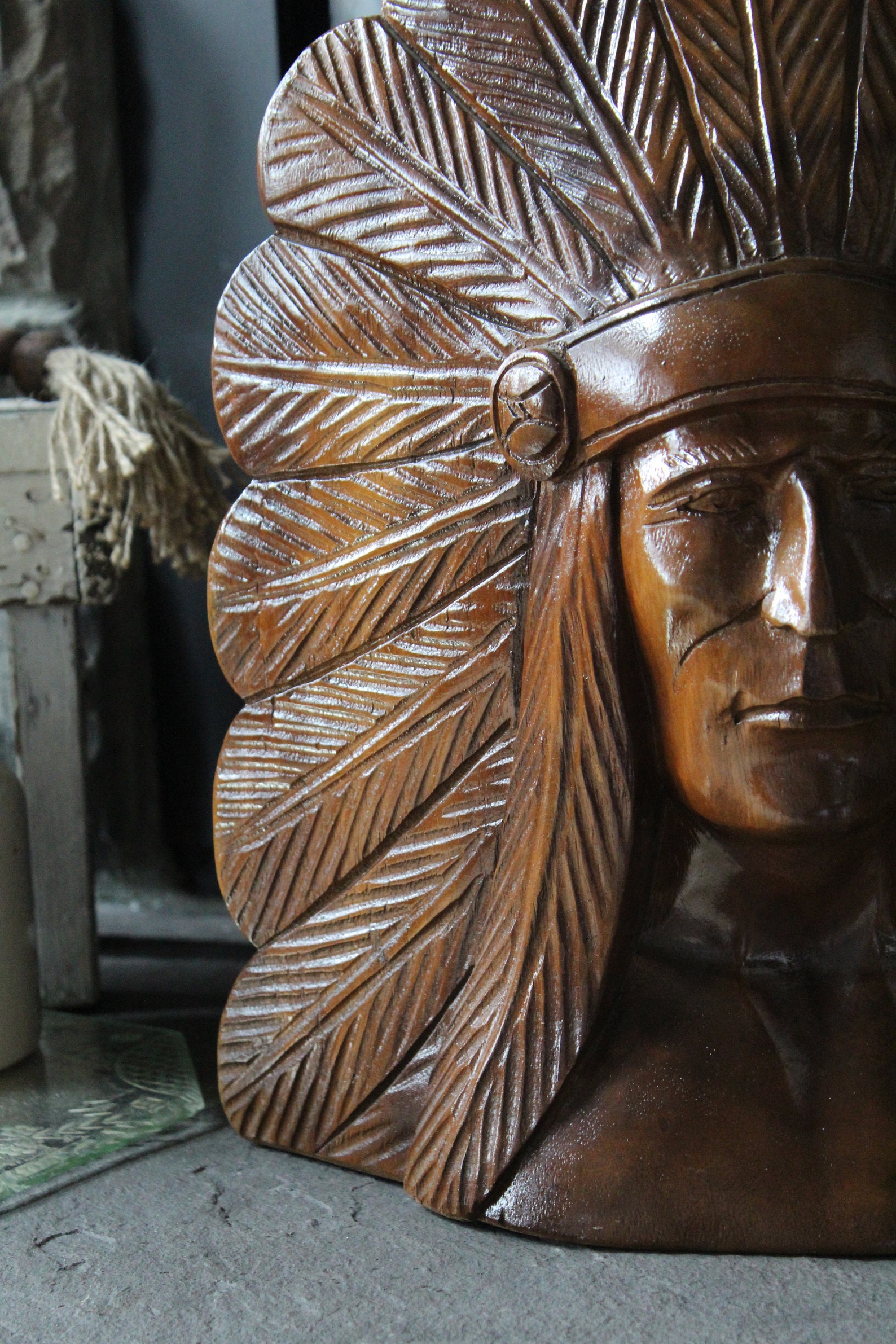 Indian Head Statuary Wood Indian Cigar Indian Large Indian | Etsy