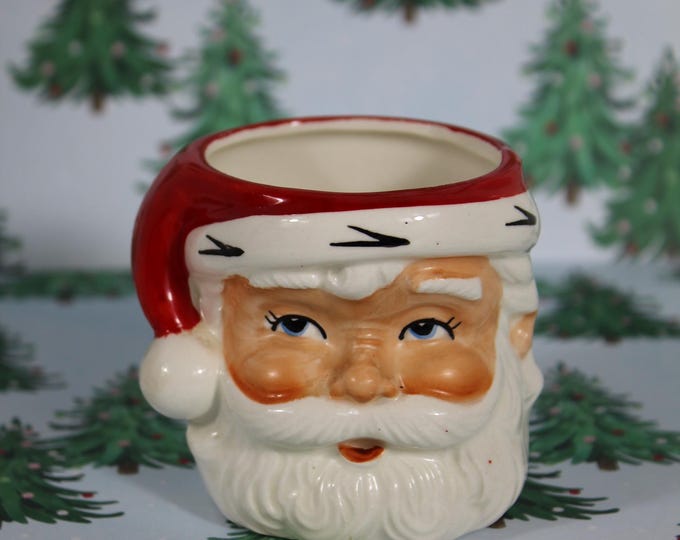 Vintage Santa Face Planter Cup Decoration Vintage Christmas Wales ...