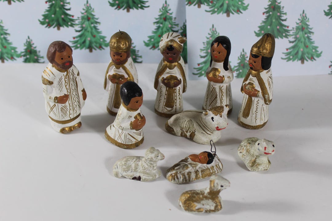 Nativity Set Vintage Christmas Baby Jesus Folk Art Set Made in Mexico ...