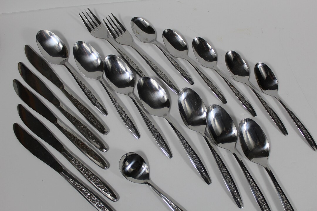 Mid Century Flatware Custom Craft Stainless Japan Dining Serving ...