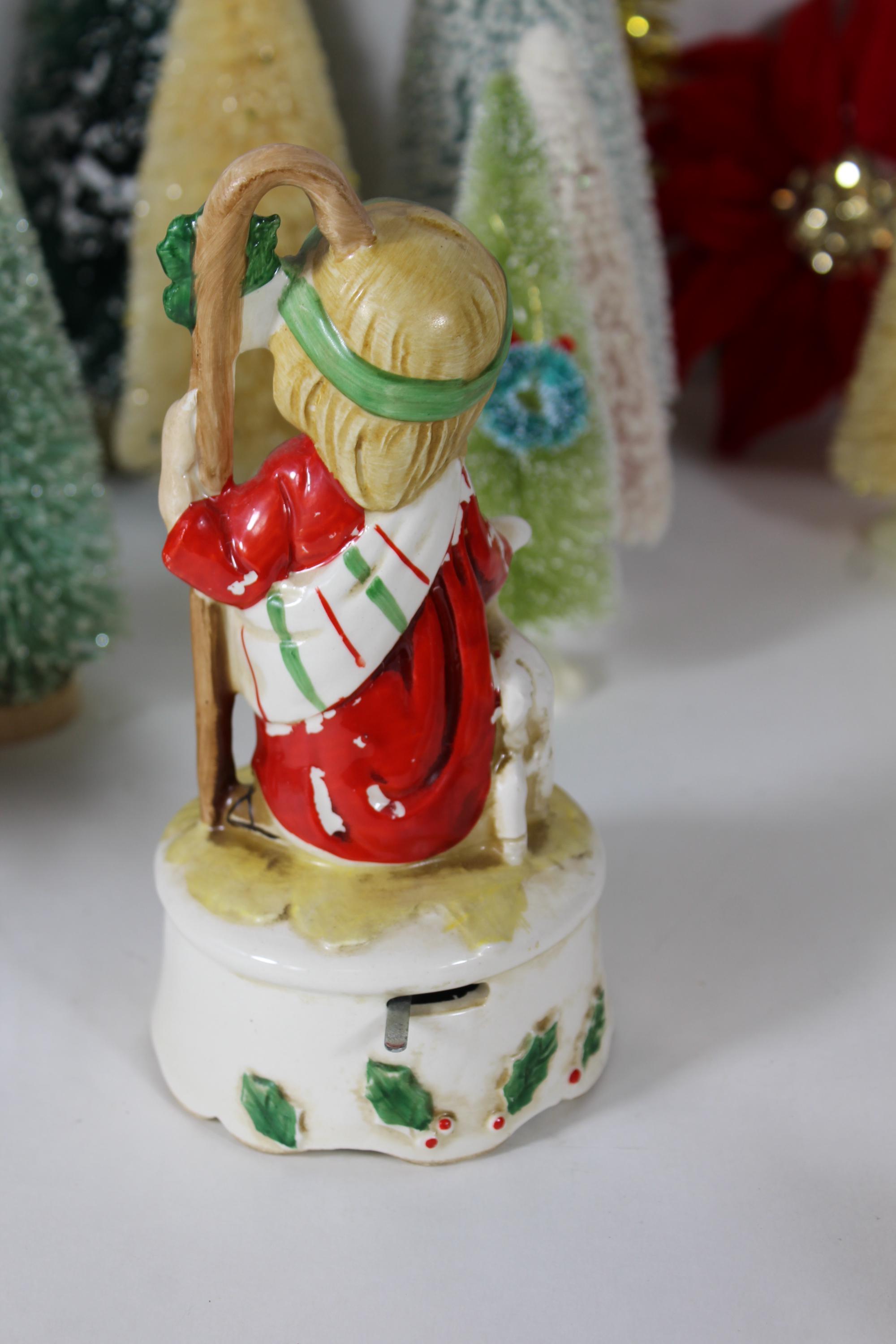 Lefton Music Box Shephard Boy With Lamb Christmas Music Box Vintage ...