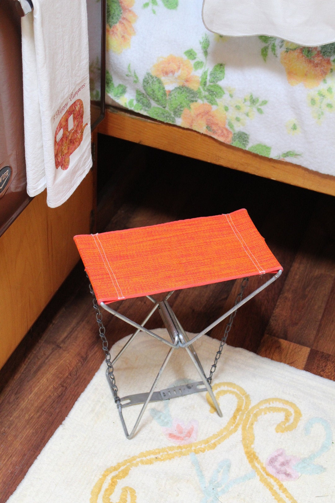 Vintage Camp Chair Pop up Chair Folding Chair Glamping Tenting Orange ...