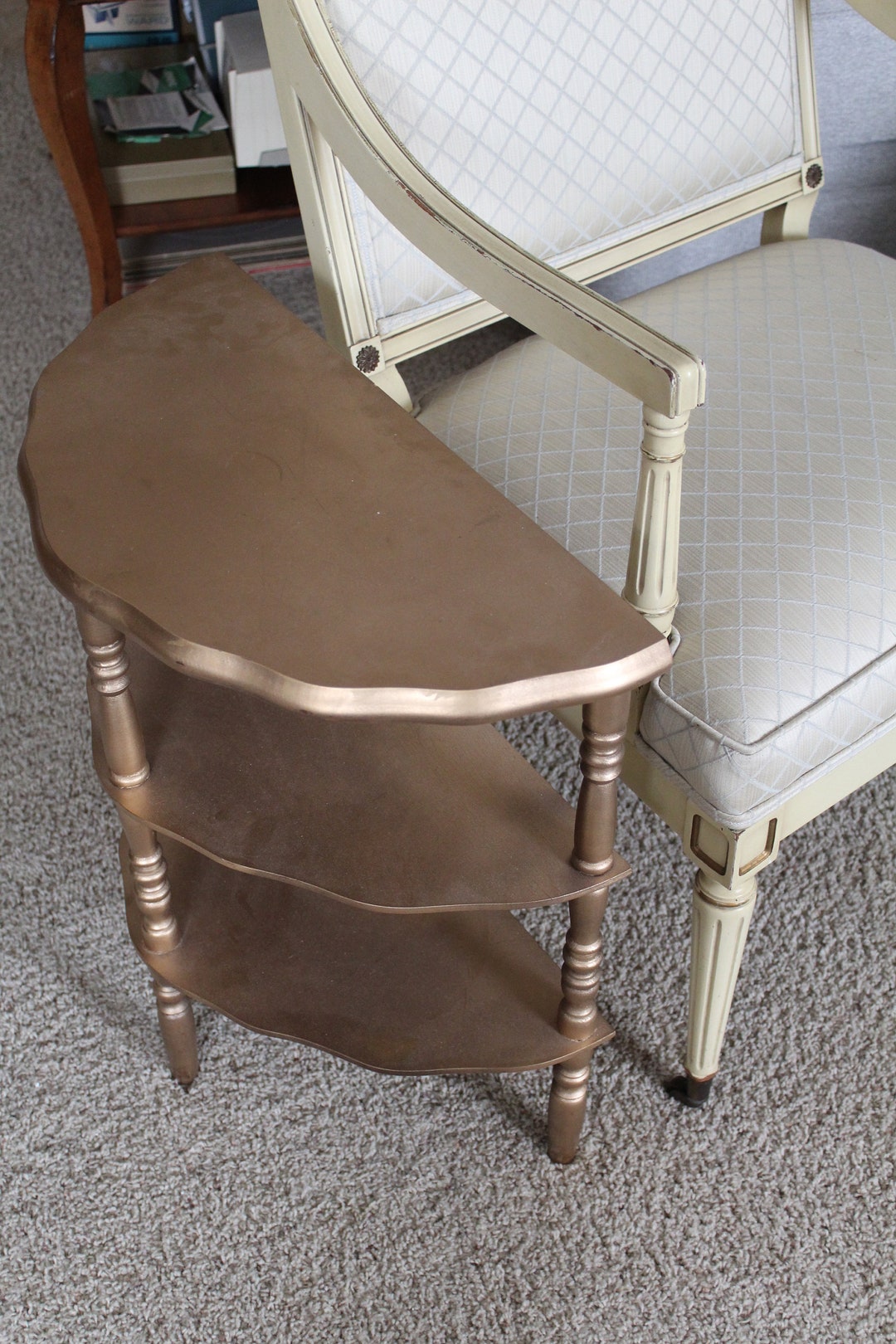 Half Round Side Table Gold Table Vintage Furniture Stand Gold Table ...