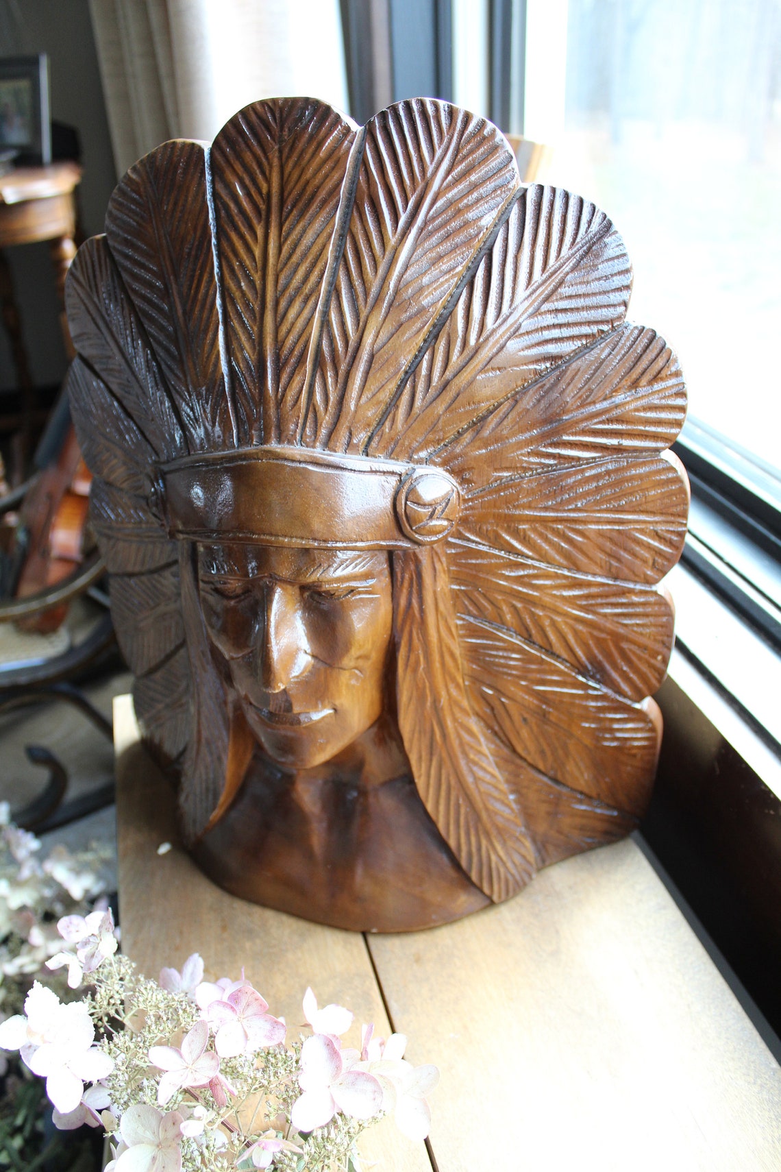 Indian Head Statuary Wood Indian Cigar Indian Large Indian | Etsy