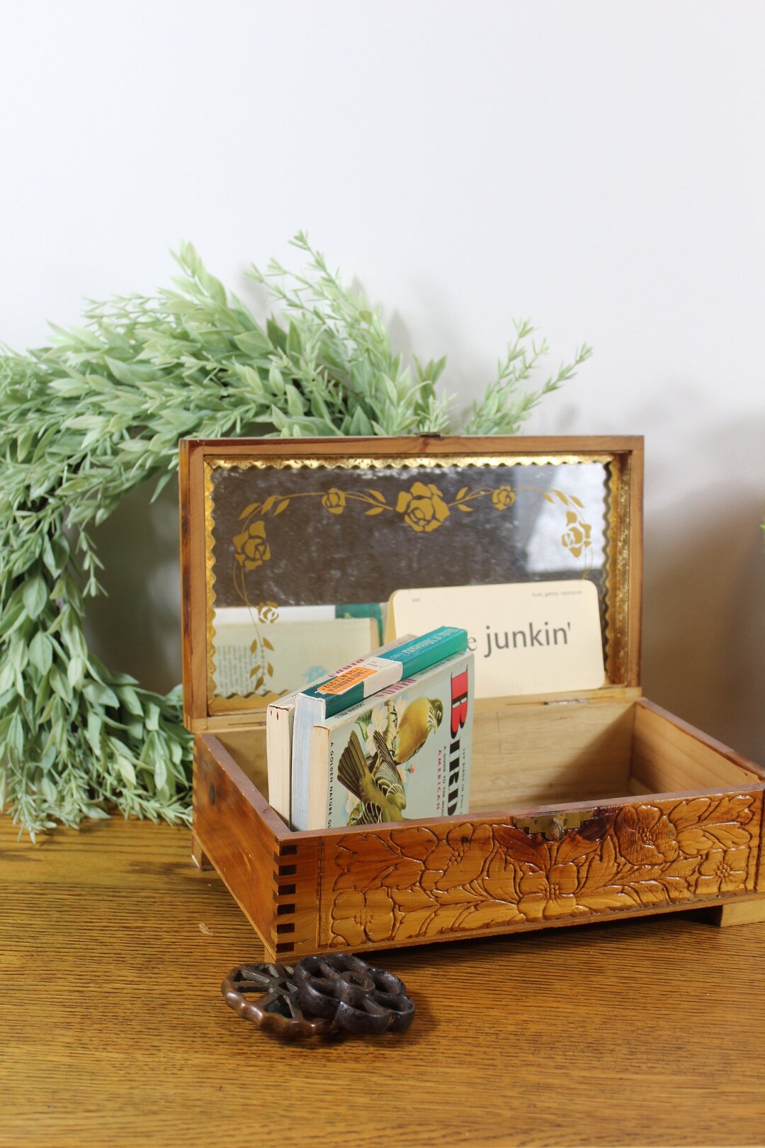 Antique Wooden Storage Box Vintage Home Decor Mirror Back Box Wood Box ...