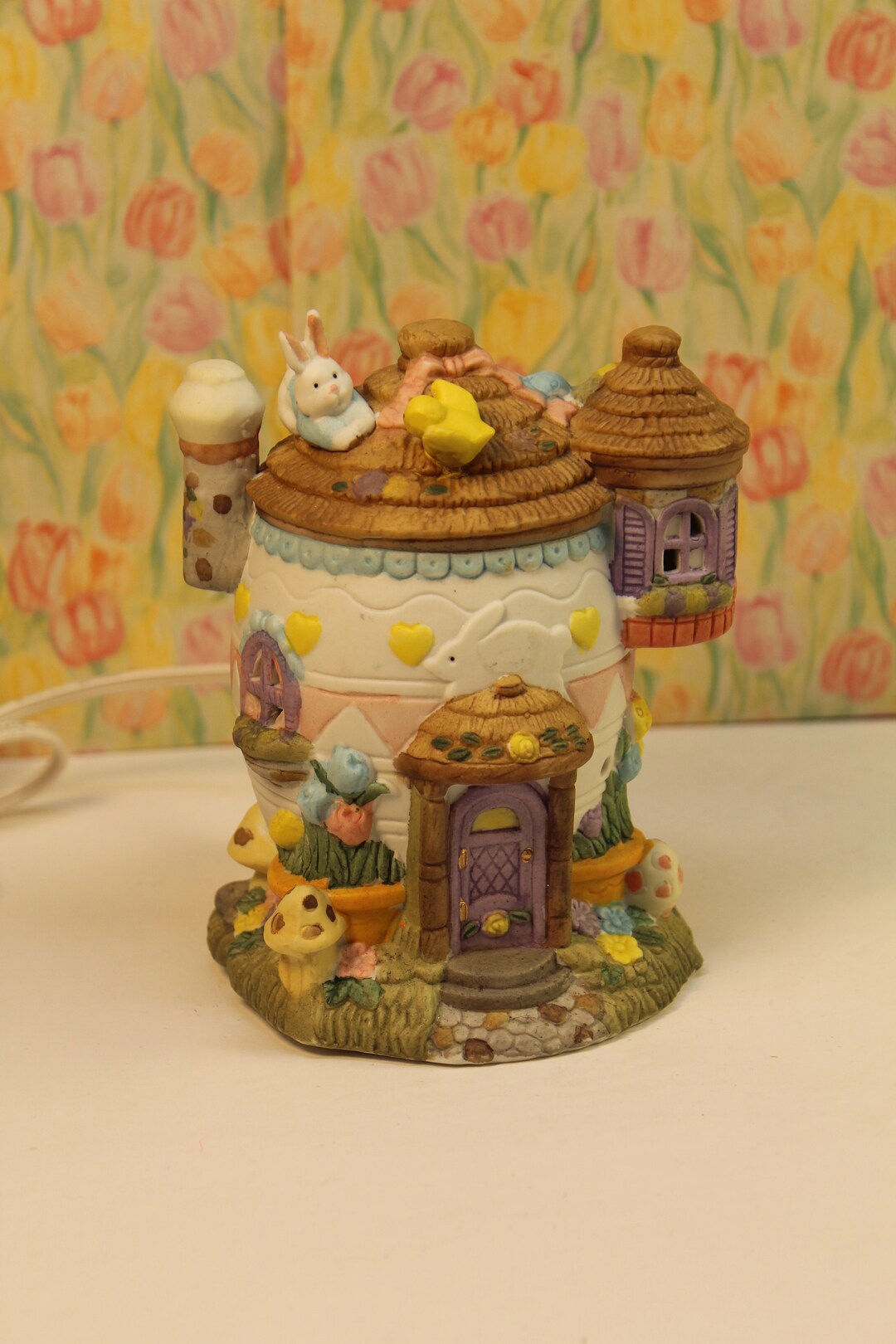 Easter Night Light Egg House Porcelain Light up Egg Easter House Light ...