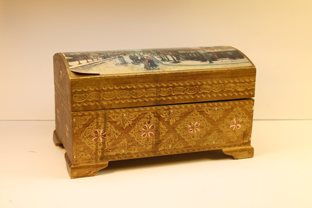 Italian Florentine Box Italian Gilt Wooden Box Hand Painted Florentine ...