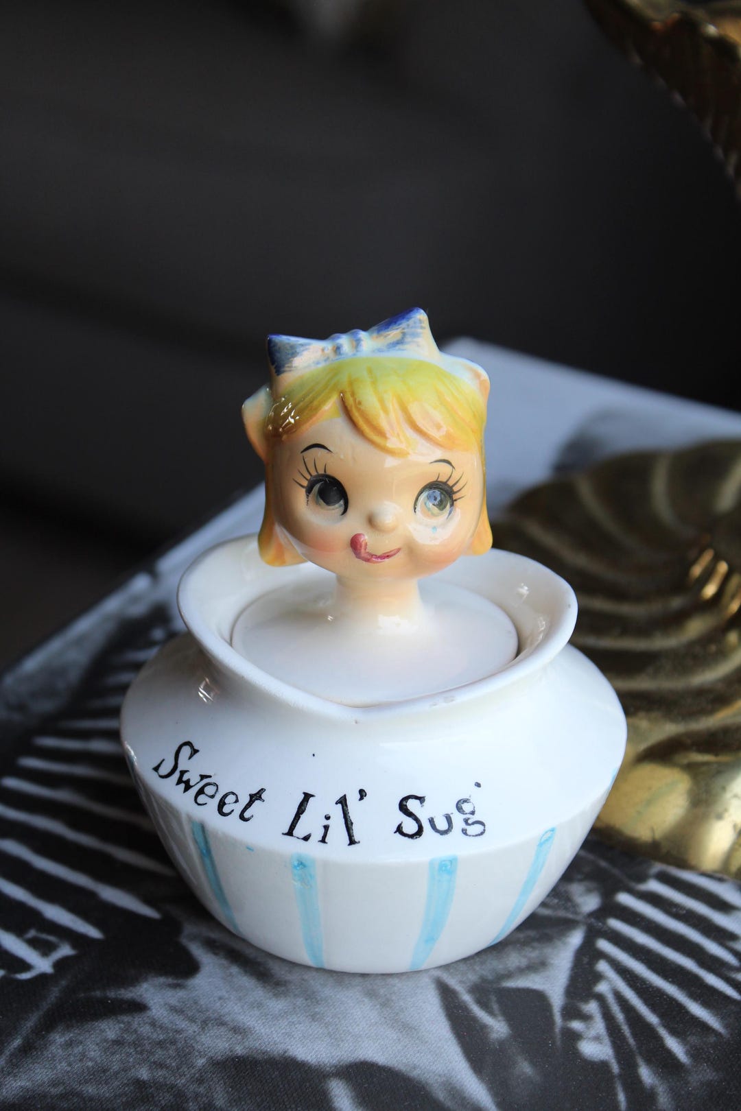 Pixie Ware 1950's Lefton Sweet Lil Sugar Dish With Spoon HTF Rare ...