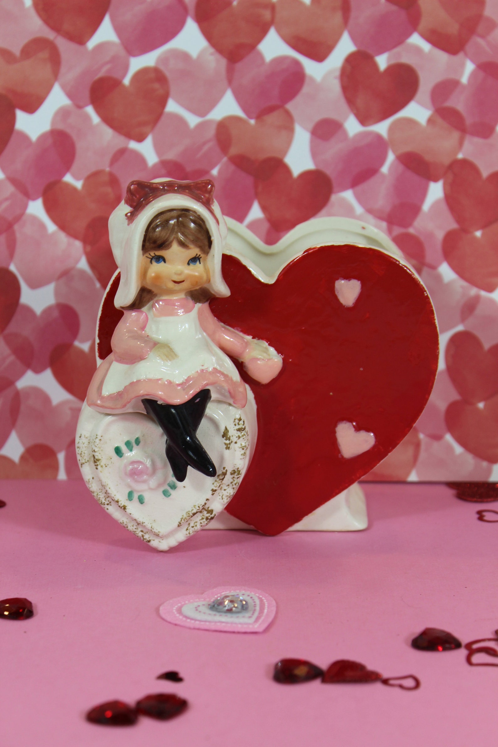 Valentine Planter Lefton Figural Planter Girl Planter Heart Planter ...