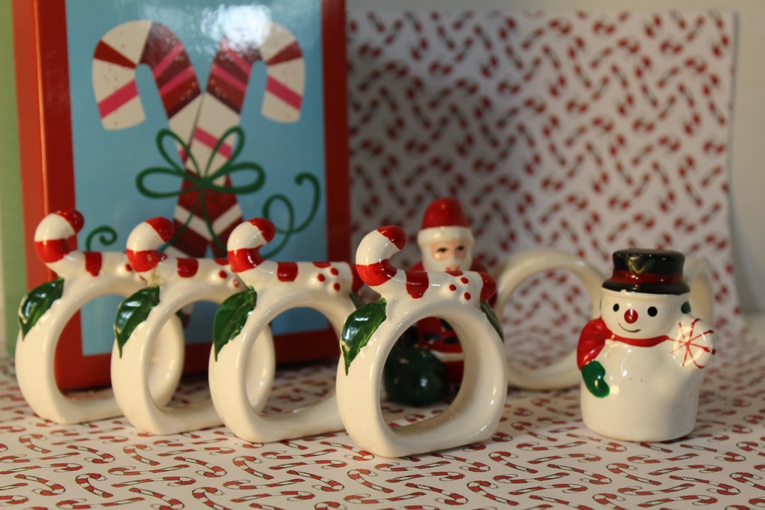 Christmas Napkin Rings Candy Cane Napkin Rings Santa Napkin Ring ...