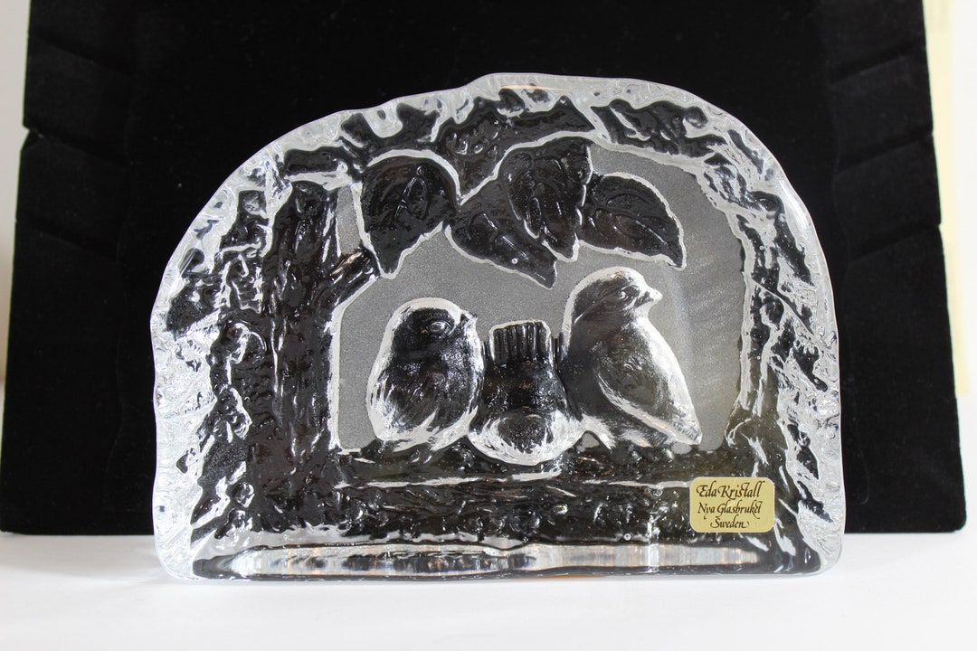 Eda Kristall Nya Glasbruket Swedin Glass Art Clear Glass Bluebird Home ...