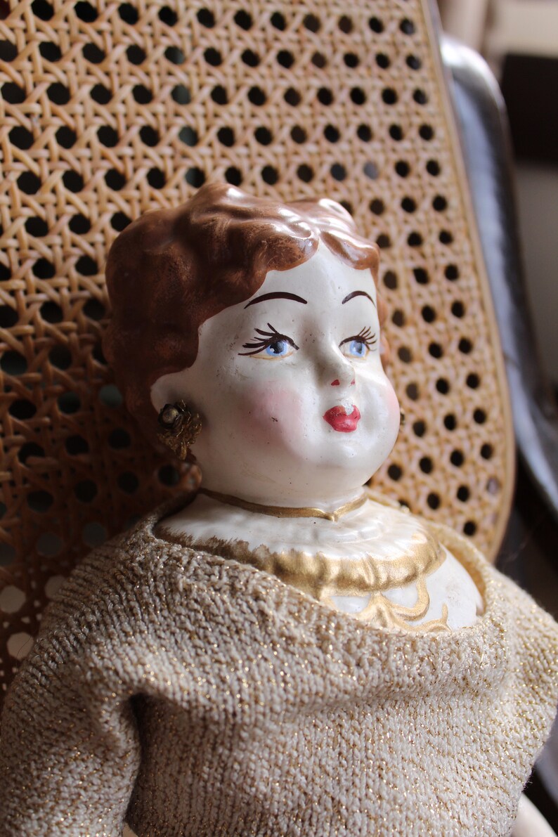 Vintage Porcelain Doll Glass Head Doll Creepy Doll Halloween Etsy
