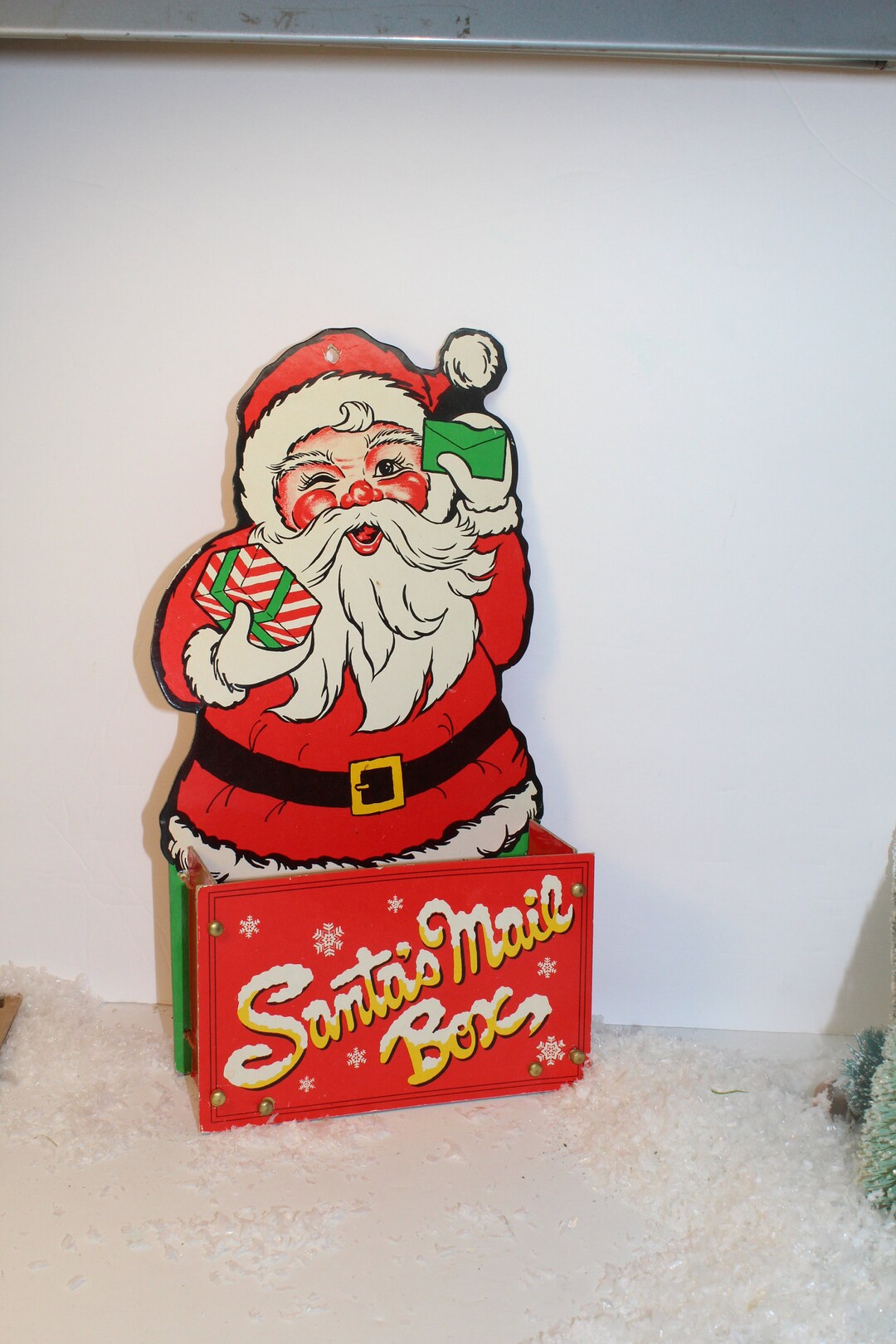 Vintage Santa Card Holder Wall Decoration Retro Christmas Card Box ...