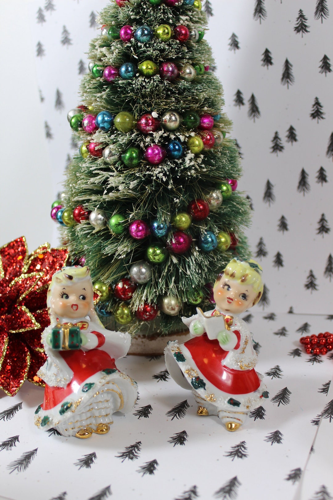 Vintage Napco Caroler Dancer Bell Christmas Figurine Shopper Figurine ...
