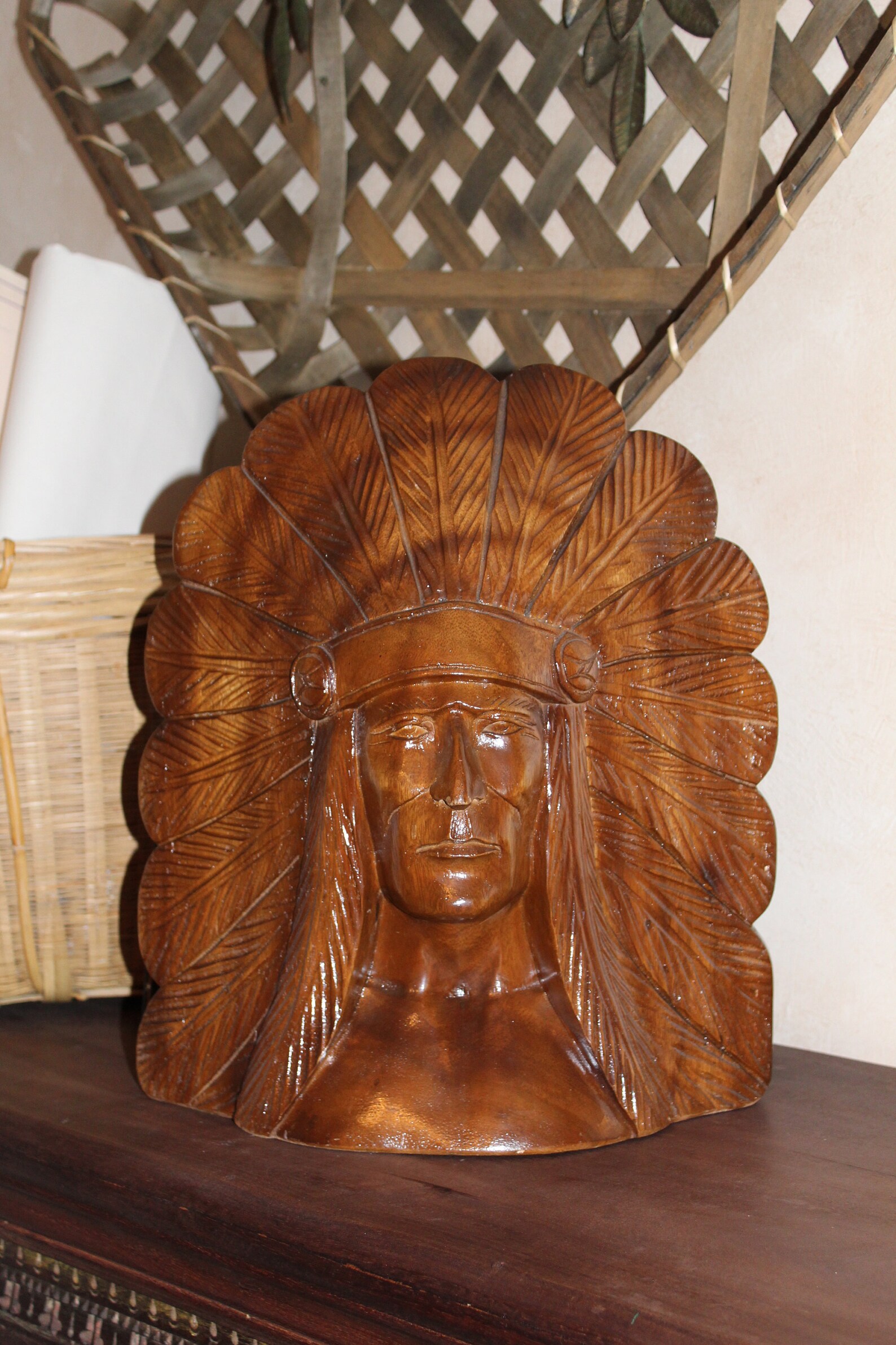 Indian Head Statuary Wood Indian Cigar Indian Large Indian | Etsy