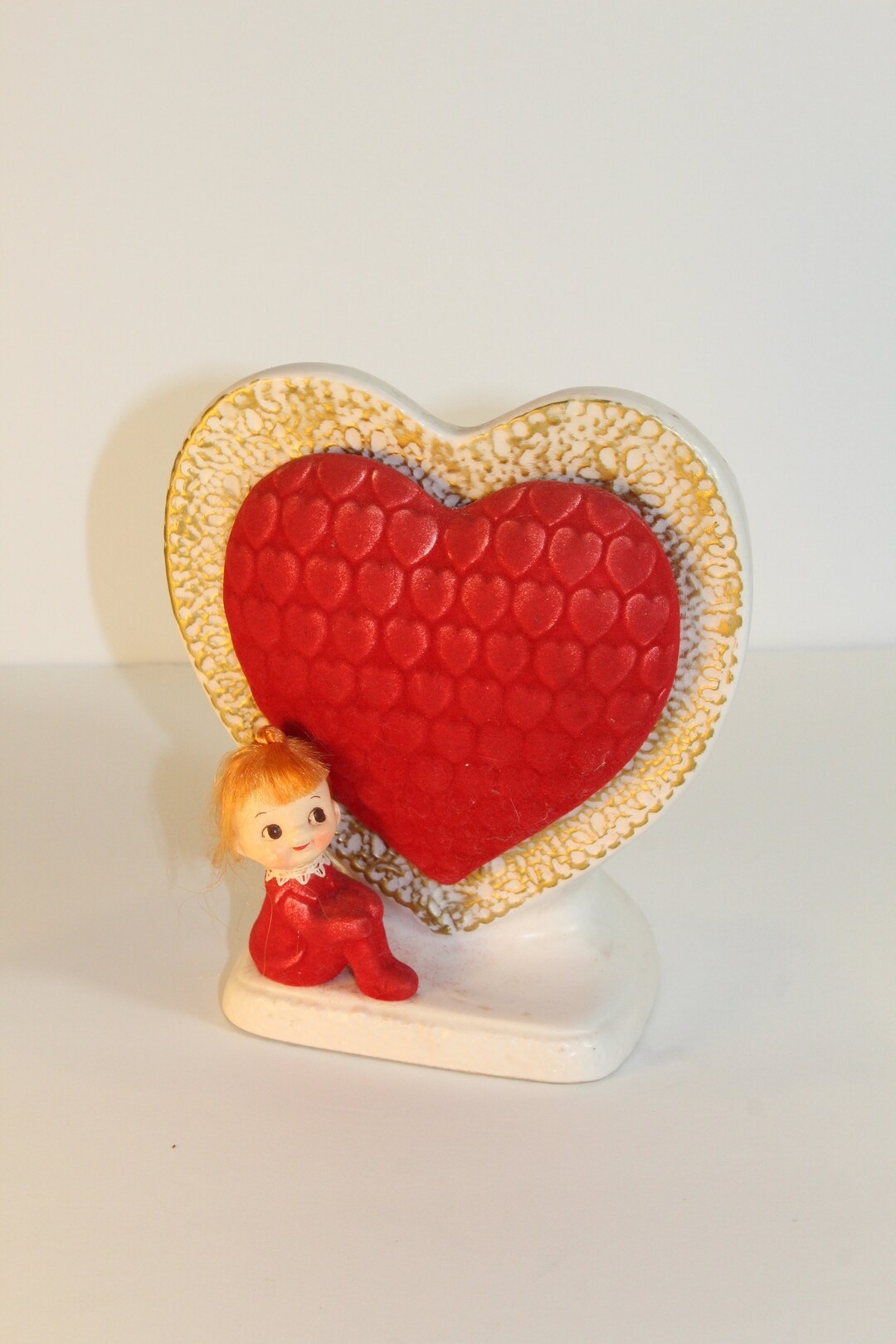 Valentine Planter Flocked Planter Napco Pixie Planter Heart Planter ...