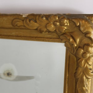 Antique Gold Framed Mirror Etched Design Ornate Frame Farm Home Cottage ...