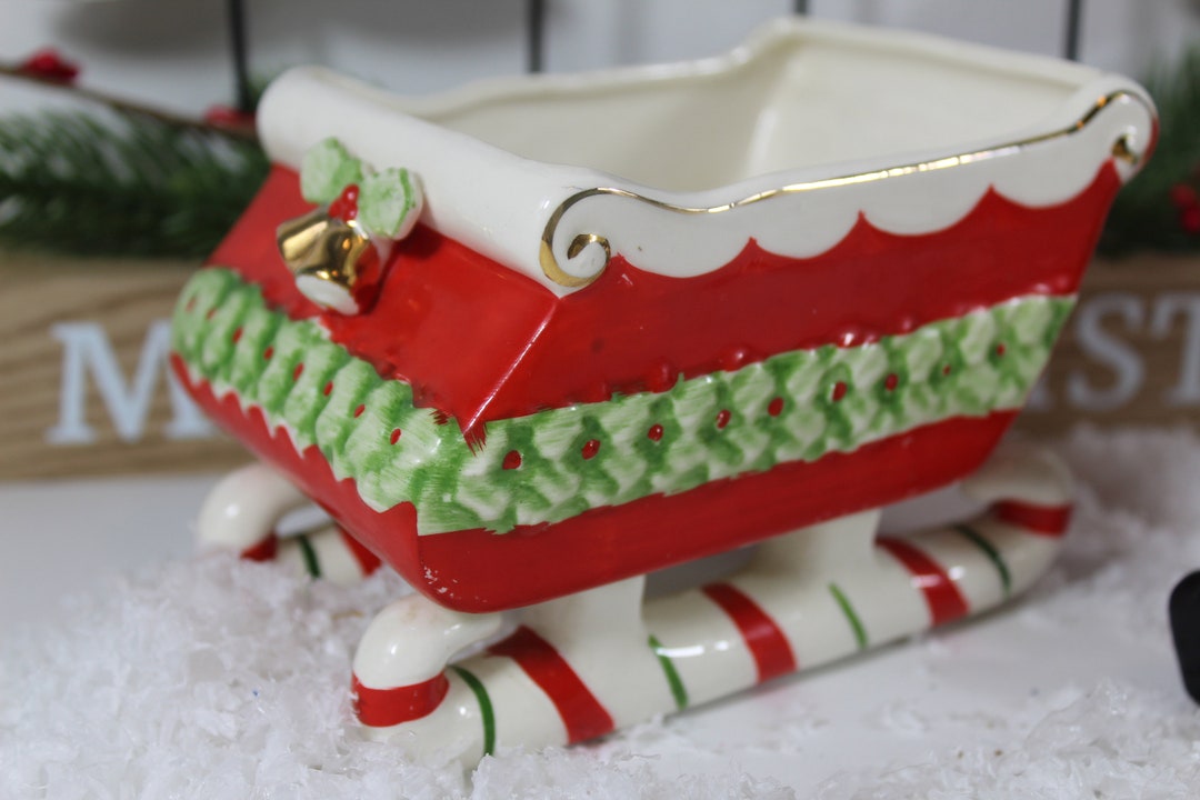 Relpo Candy Cane Sleigh Holiday Figurine Santas Sleigh Candy - Etsy