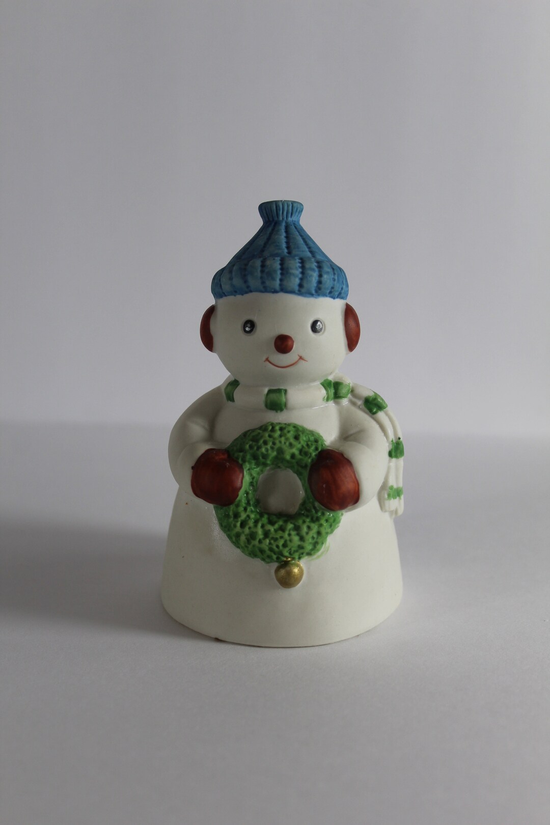 Snowman Bell Figurine Porcelain Bell Snow Man Collectible Christmas ...