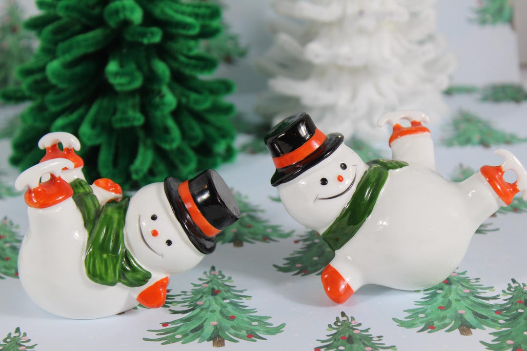Vintage Snowmen Figurines Christmas Figurine Tumbling Snowmen Figurines ...