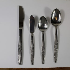 MCM Flatware Interpur - Rose Pattern Satin, Black Accent Stainless New ...