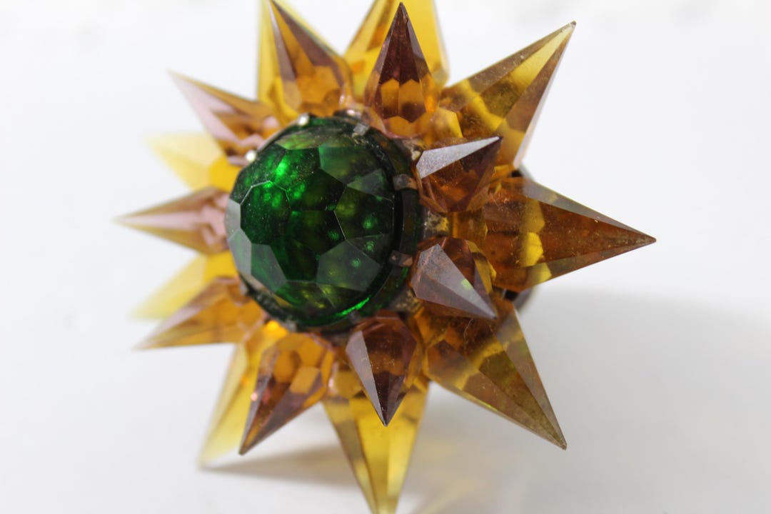 1930's Matchless Star Double Row Christmas Bulb Light Cut Glass Gold ...