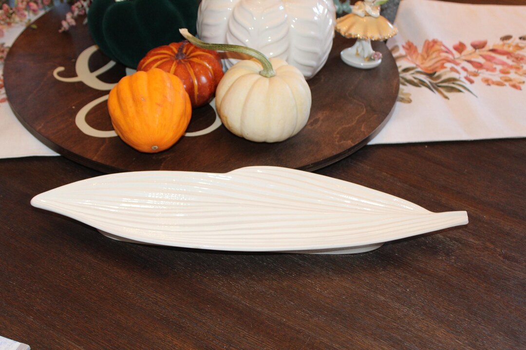Spode Imperial England Large White Leaf Dish Relish Tray Serving Tray ...
