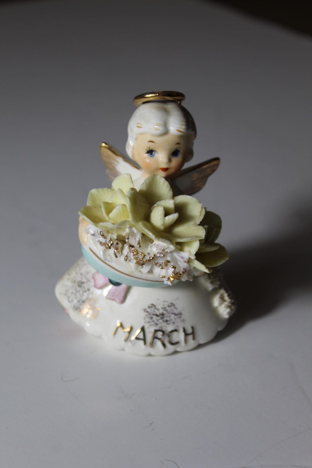 March Birthday Angel Figurine Geo Lefton Aquamarine Daffodil March ...