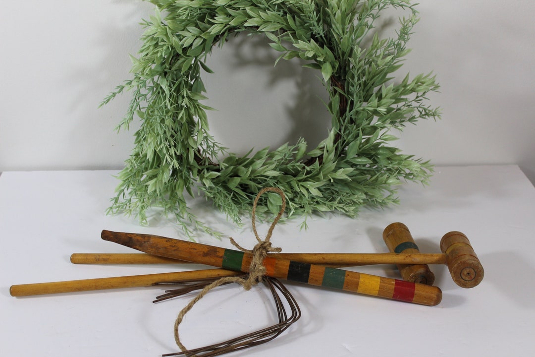 Croquet Set Mini Game Set Cabin Decor Farm Style Home Decor Wood Mallet ...