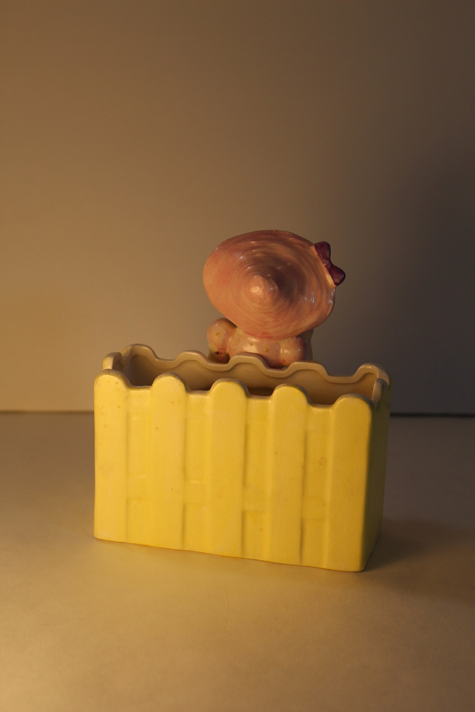 Rare Napco Planter Garden Girl With Parasol Yellow Garden Fence and ...