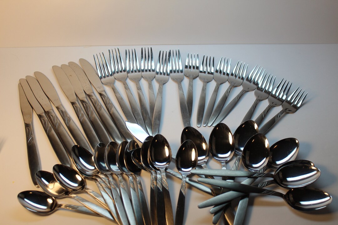 Vintage Stainless Silverware Simple Pattern Set Hong Kong Old Flatware ...