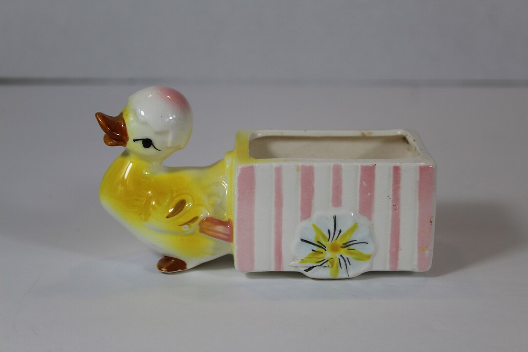 Kitschy Little Duck Flower Planter Easter Figurine Easter Planter 1960 ...