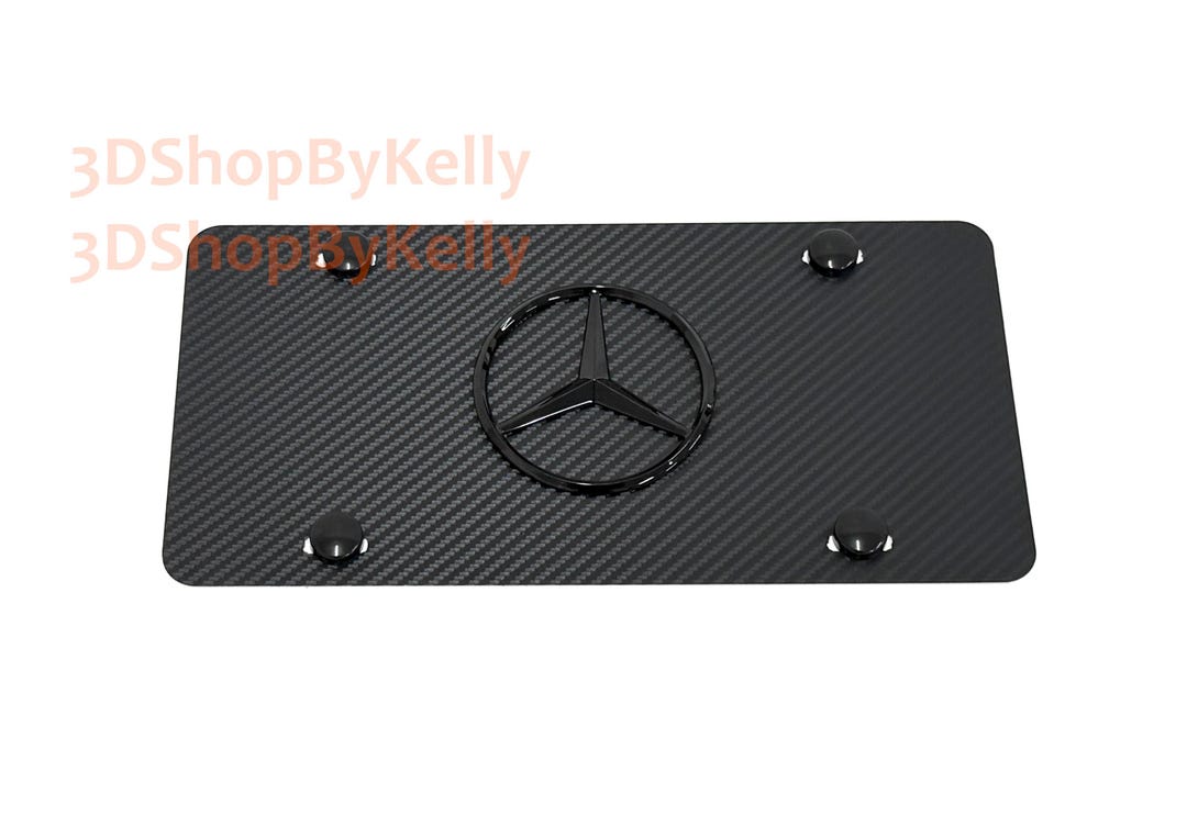 3D Mercedesstar Logo Black Emblem: Carbon Fiber Style, Aluminum Front ...
