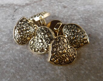 Gold heart buttons | Etsy